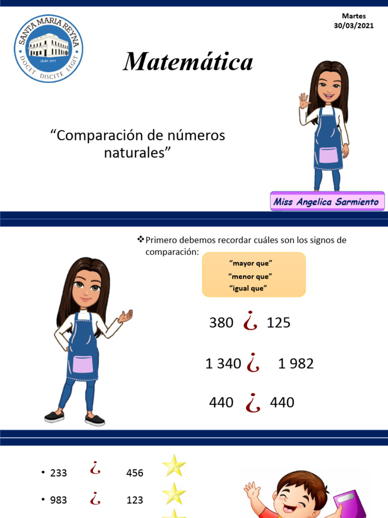 Matemática - Comparación de Números Naturales | PDF