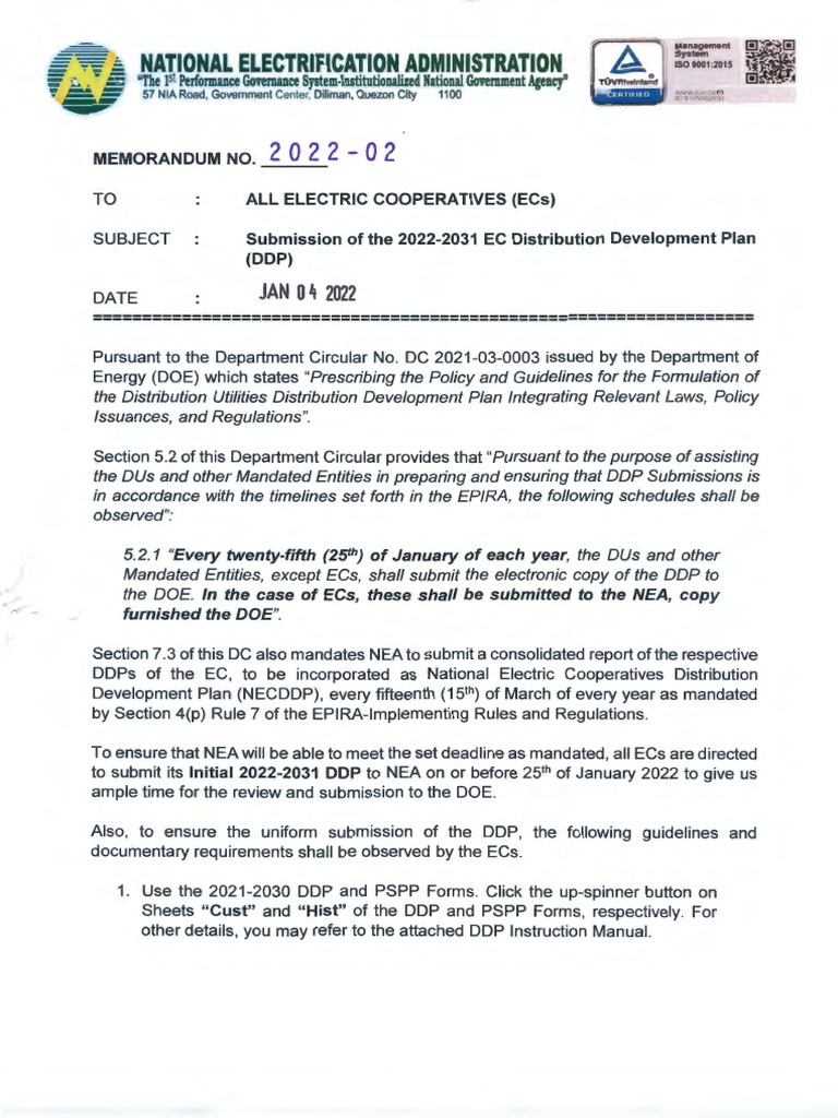 Memo To ECs No 2022-02 | PDF | Microsoft Excel | Power (Physics)