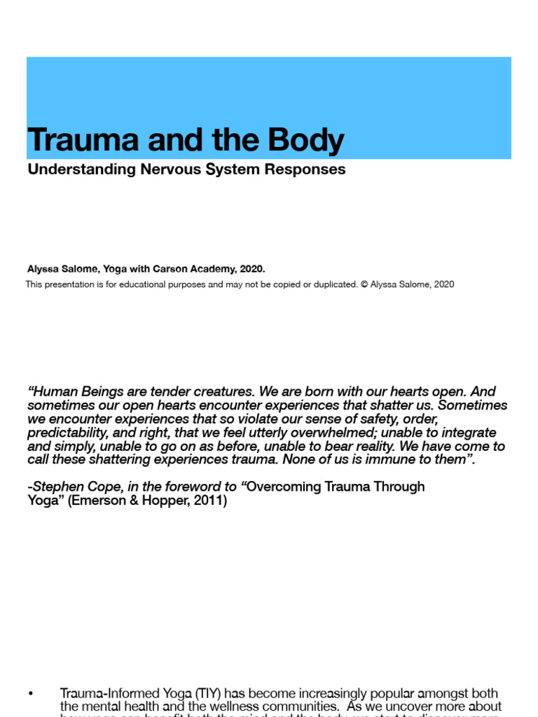 Trauma and The Body | PDF | Central Nervous System | Nervous System