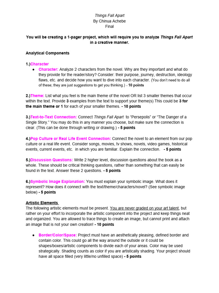 Things Fall Apart Final Project | PDF