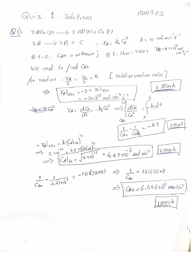 Quiz 1 Sol mm305 | PDF