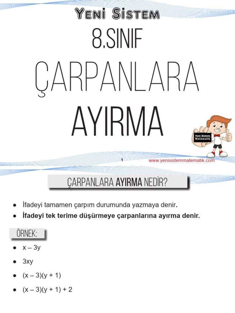 8.sınıf Ortak Çarpan Parantezine | PDF