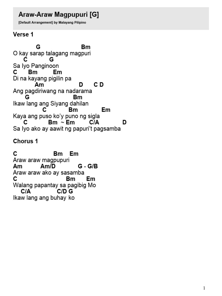 Araw Araw Magpupuri - G | PDF