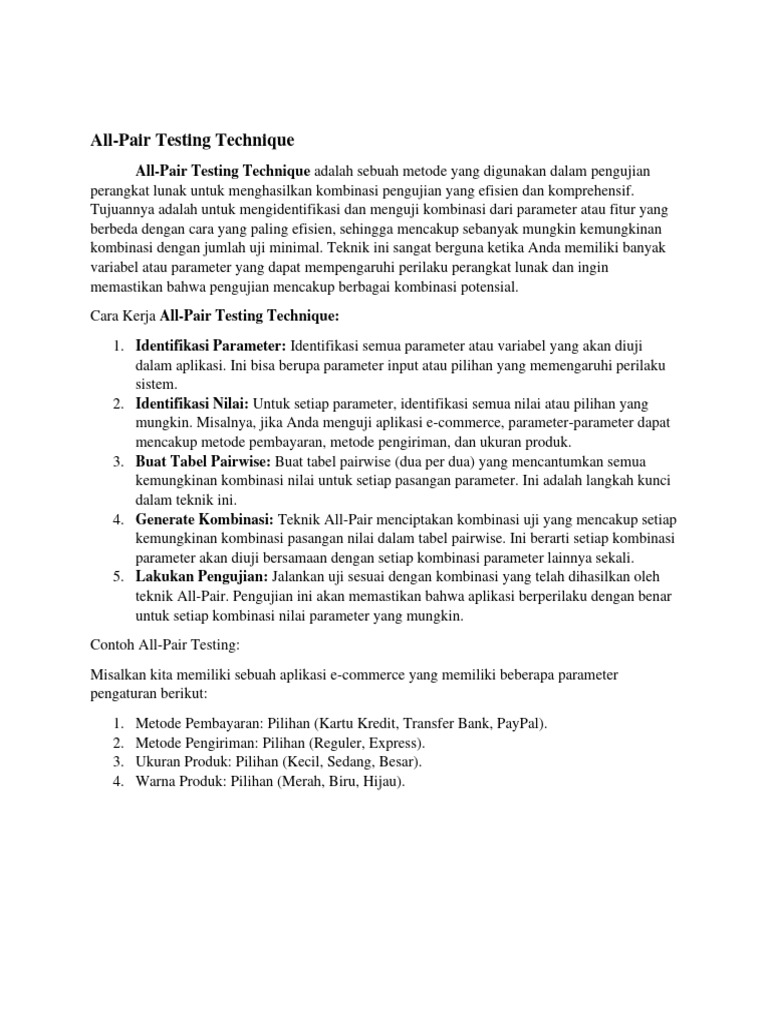All-Pair Testing | PDF