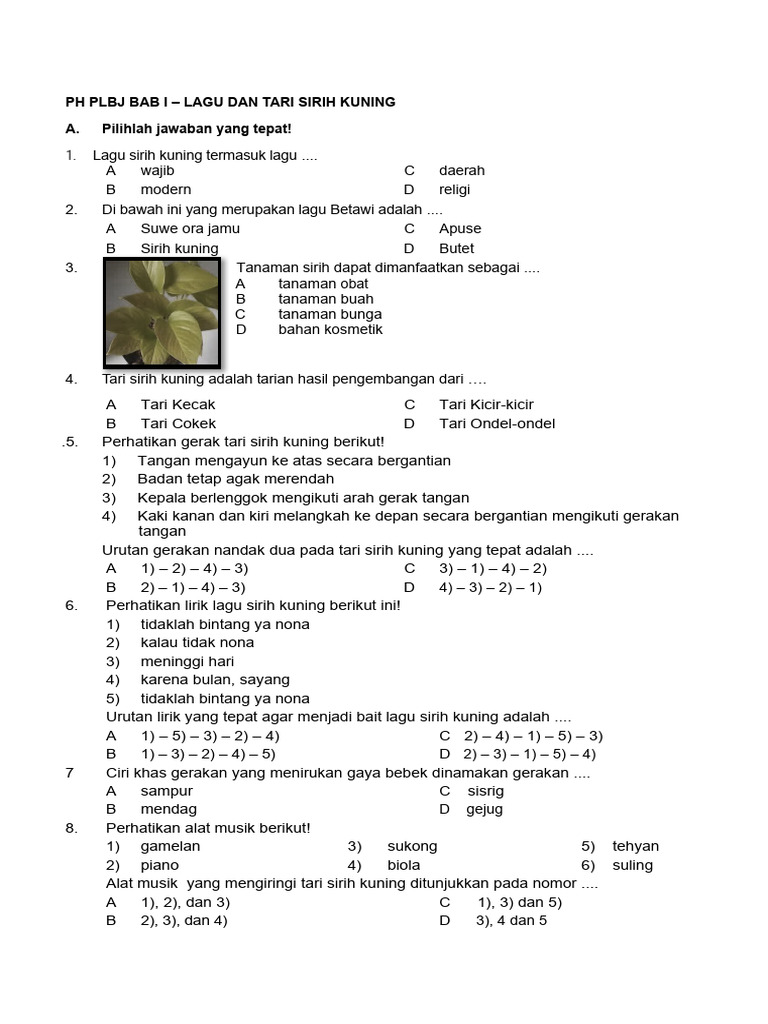 PH PLBJ Bab 1 KLS 5 | PDF