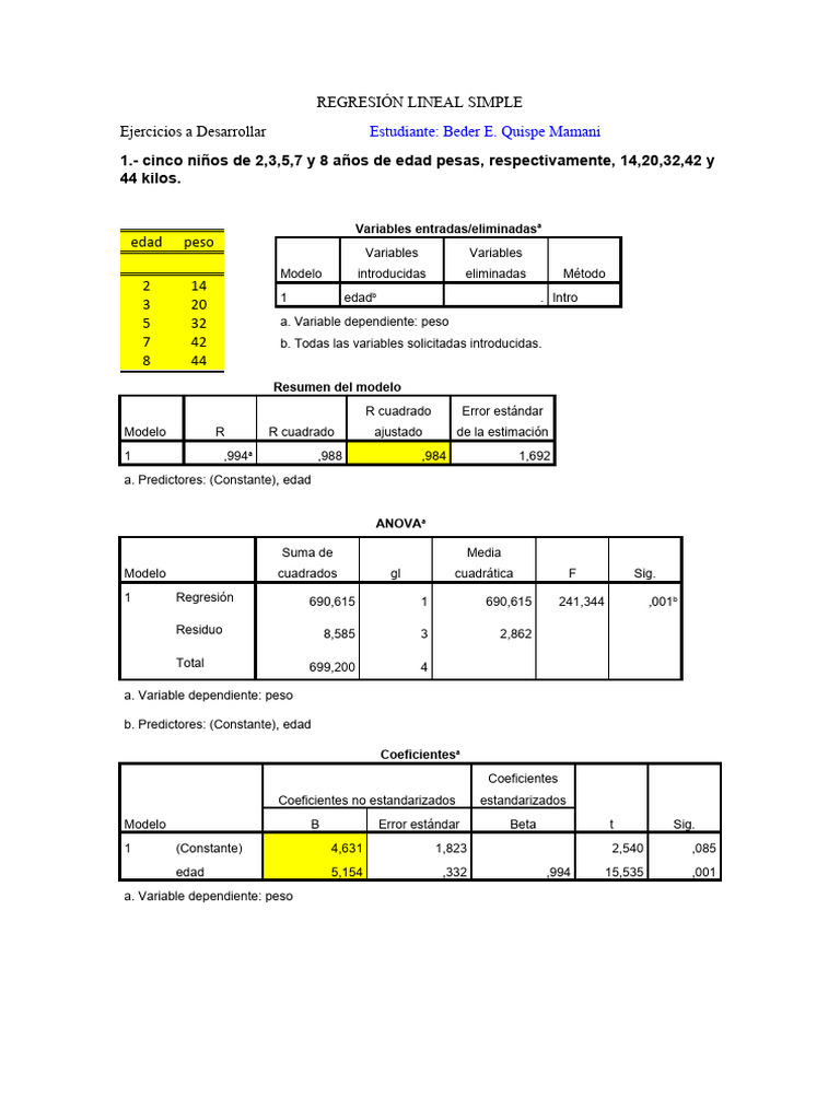 Regresion Lineal Simple | PDF | Análisis de regresión | Regresión lineal