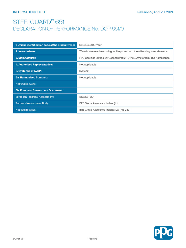PPG PMC Steelguard 651 Dop Apr2021 Emea en | PDF | Legal Liability ...