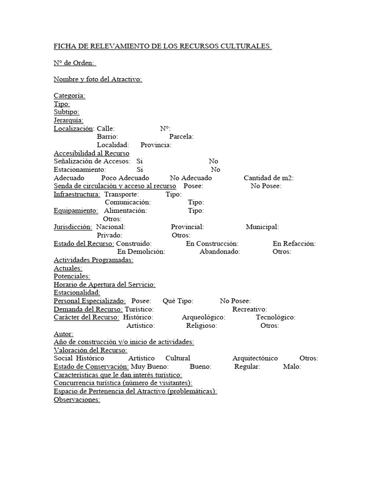 Ficha Relevamiento | PDF