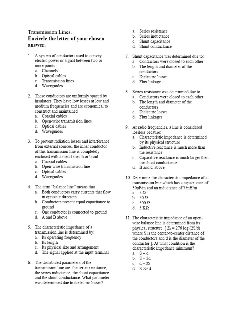 Activity - Transmission Lines | PDF | Teaching Methods & Materials ...