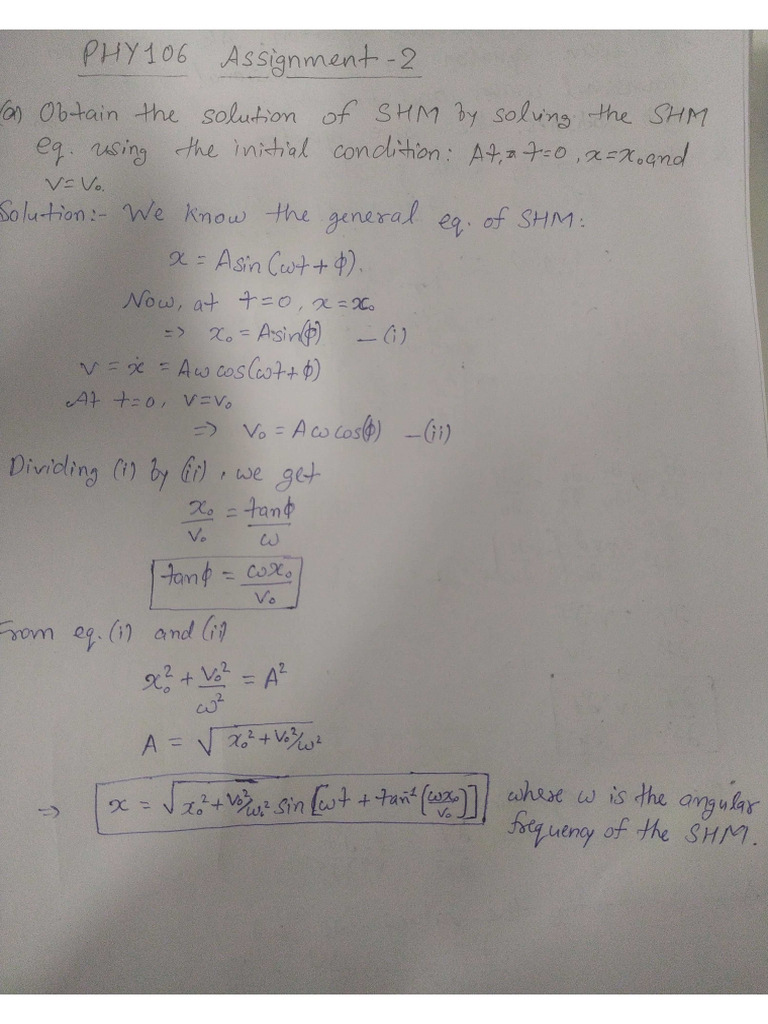 Phy 106 Assignment 2 Solutions Pdf 
