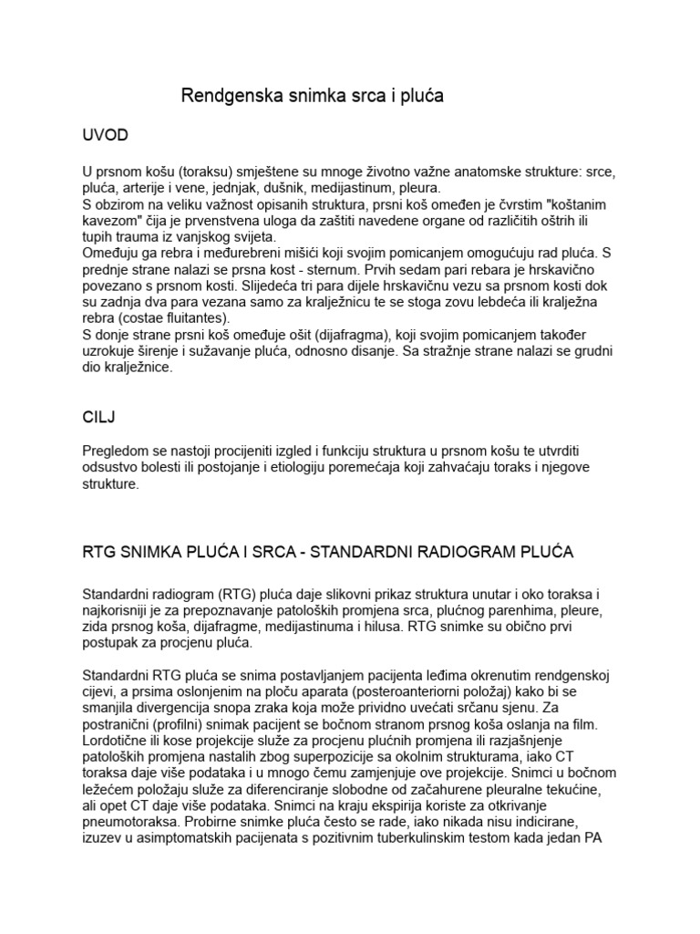 Smjernice Toraks RTG | PDF