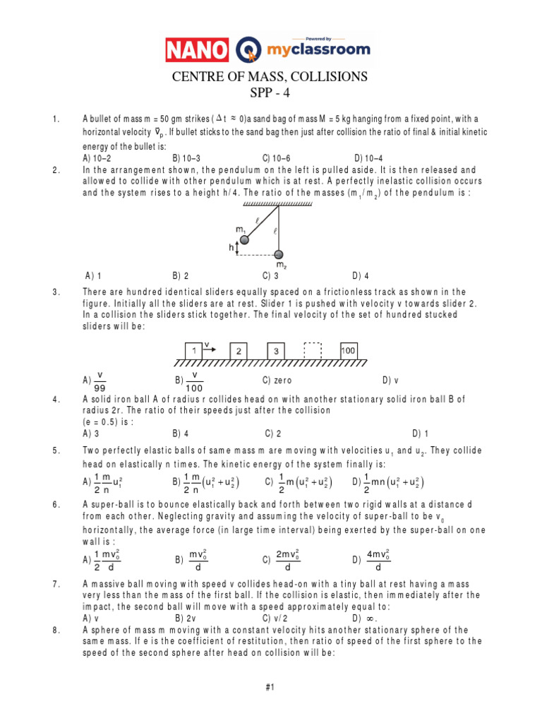 JR CENTRE OF MASS 4-5 | PDF | Collision | Classical Mechanics