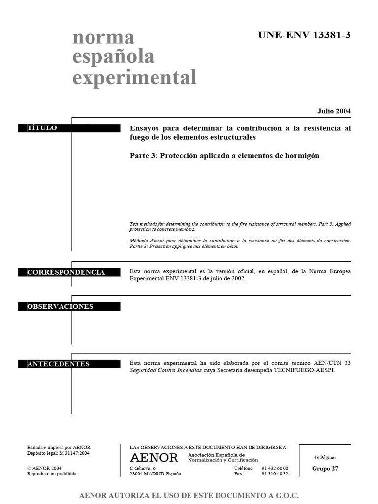 Une Env - 13381 3 | PDF | Hormigón | Acero