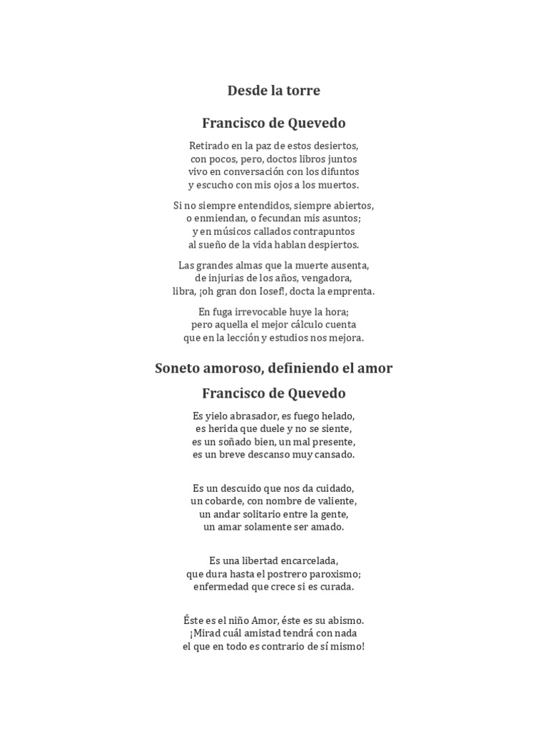 Poemas Barroco. Quevedo y Sor Juana | PDF