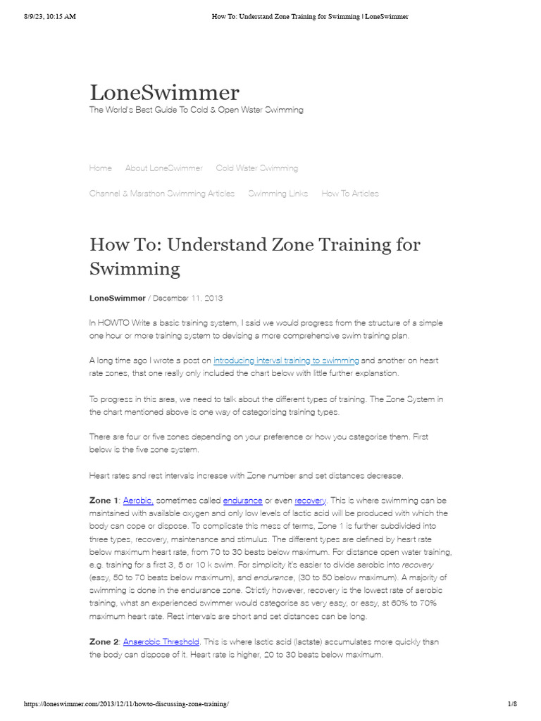 Understanding Swimming Heart Rate Zones | PDF | Physical Exercise ...