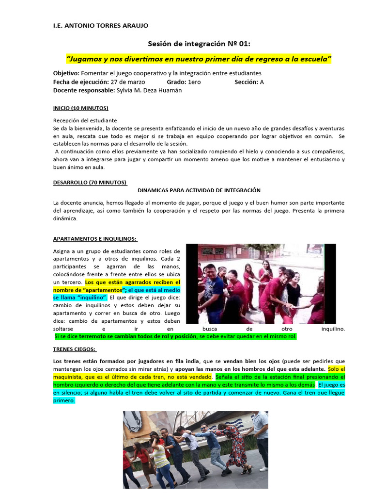 Sesion 01 Primer Dia de Clases | PDF Sesion 01 Primer Dia de Clases | PDF