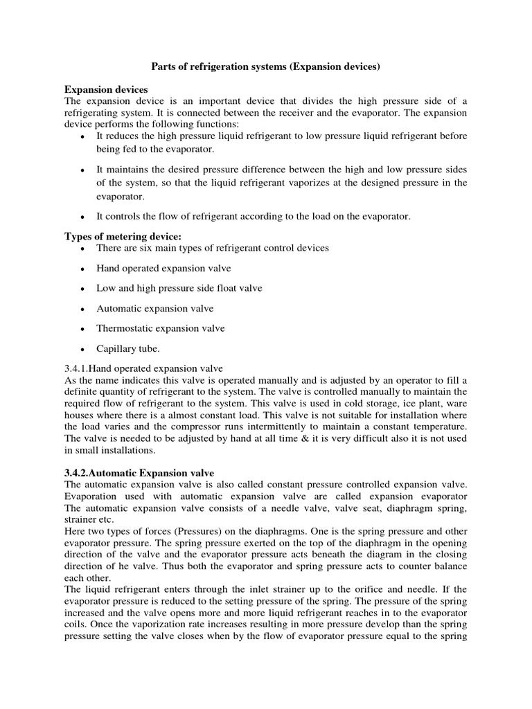 Types of EXPANSION DEVICES (RAC) | Download Free PDF | Valve ...