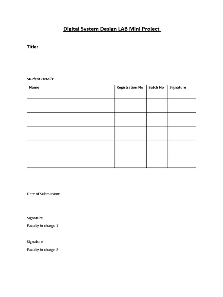 DSD LAB Miniproject Report Format | PDF