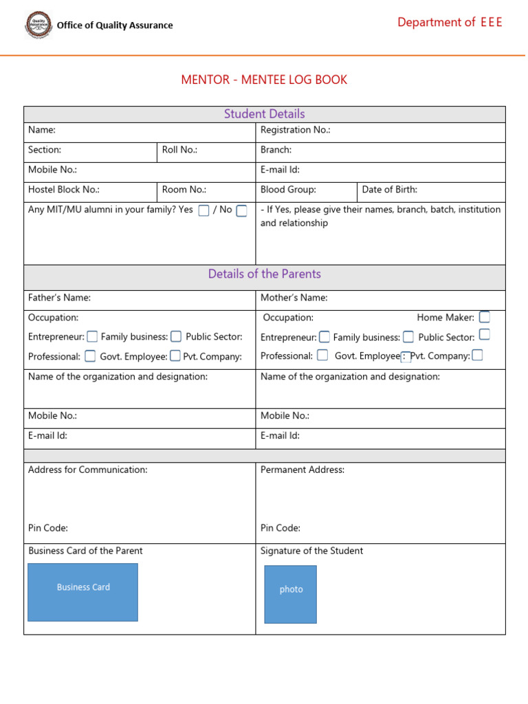 Mentorship Form EEE - 14 - 08 - 2023 | Download Free PDF | Mentorship ...