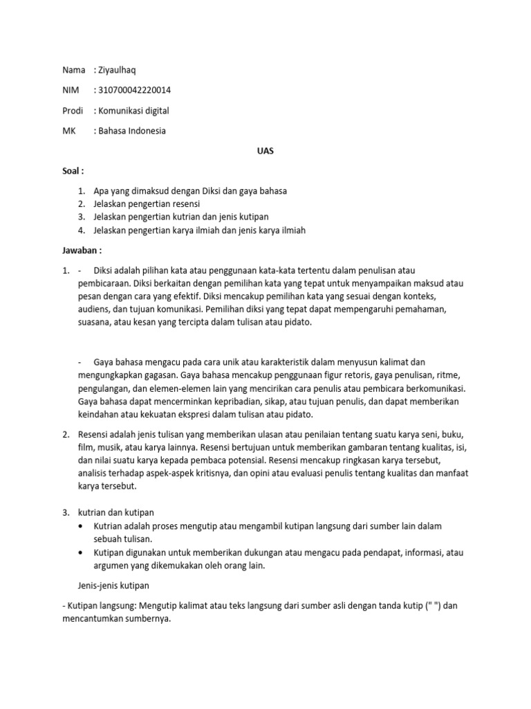 Uas B.indo | PDF | Filsafat | Sains & Matematika