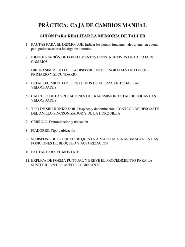 Caja de Cambios Manual - Guia Practica Mod | PDF