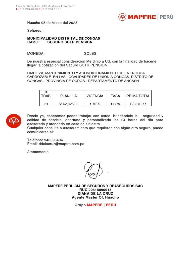 Cotizacion SCTR Pension | PDF