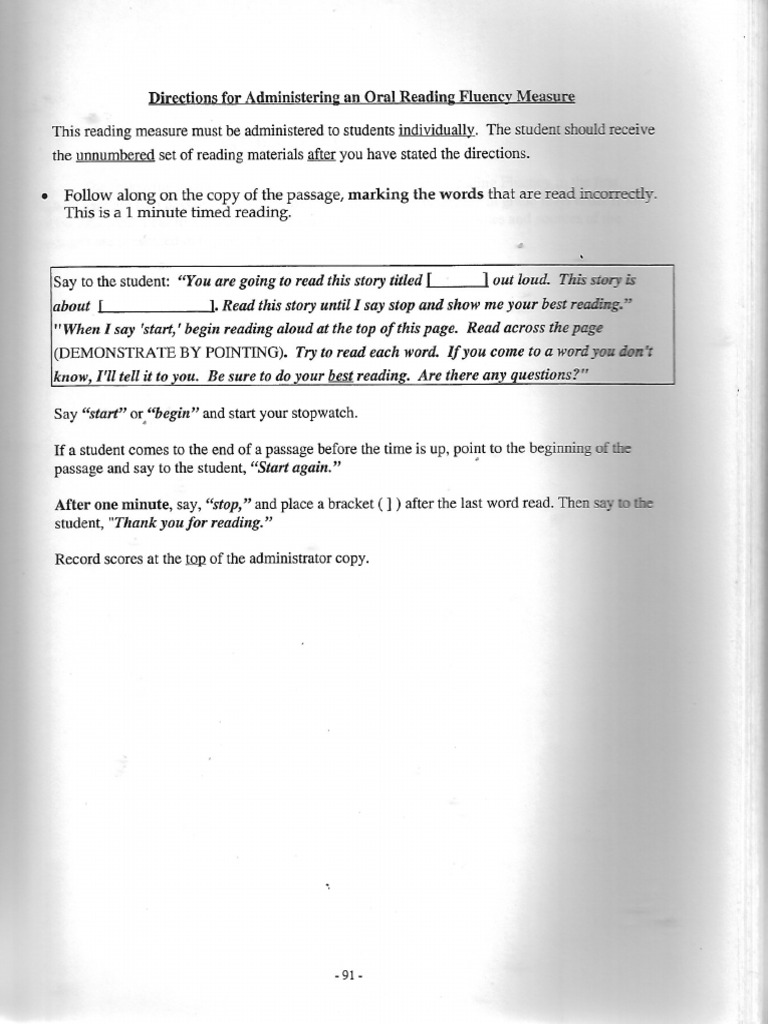 ORF Oral Reading Fluency-1 | PDF