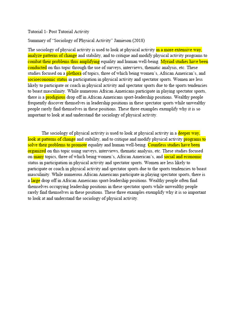 Tutorial 1 Work Sheet | PDF