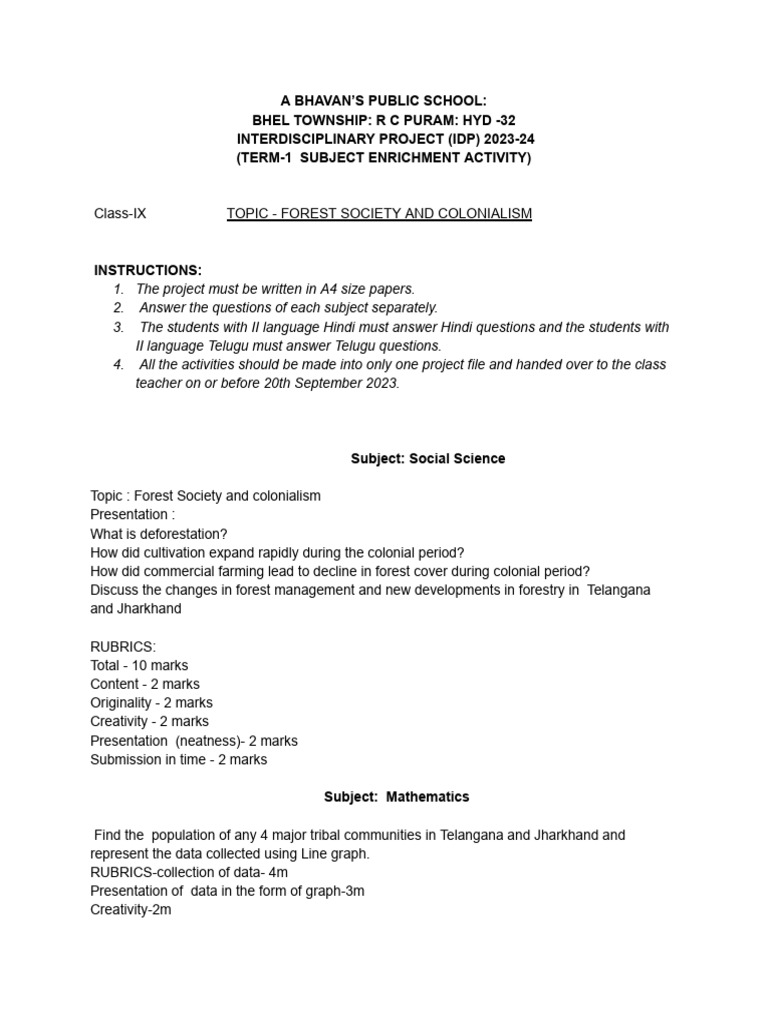 Class9 Idp | PDF | Forestry | Environmental Conservation