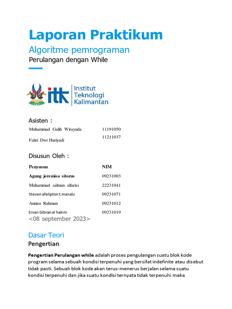 TUGAS ALPRO MENGENAI Perulangan Dengan While - 09231003 - Kelas C | PDF
