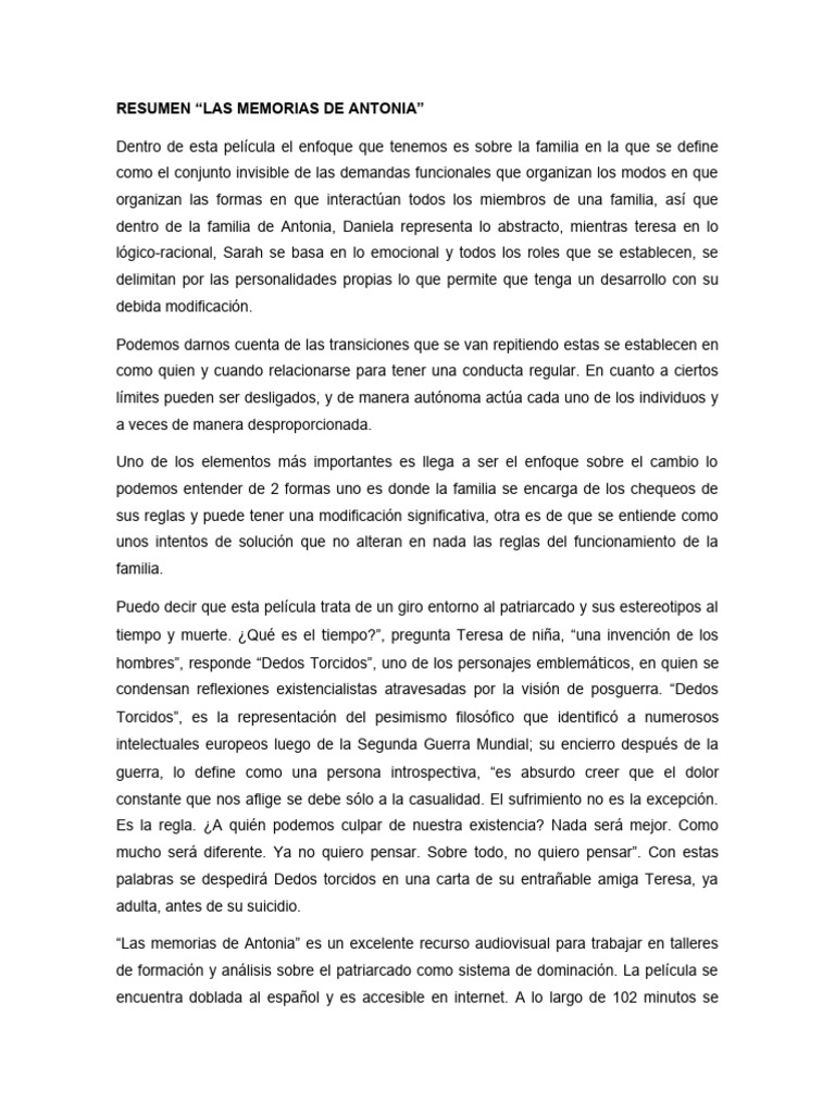 Memorias de Antonia | PDF