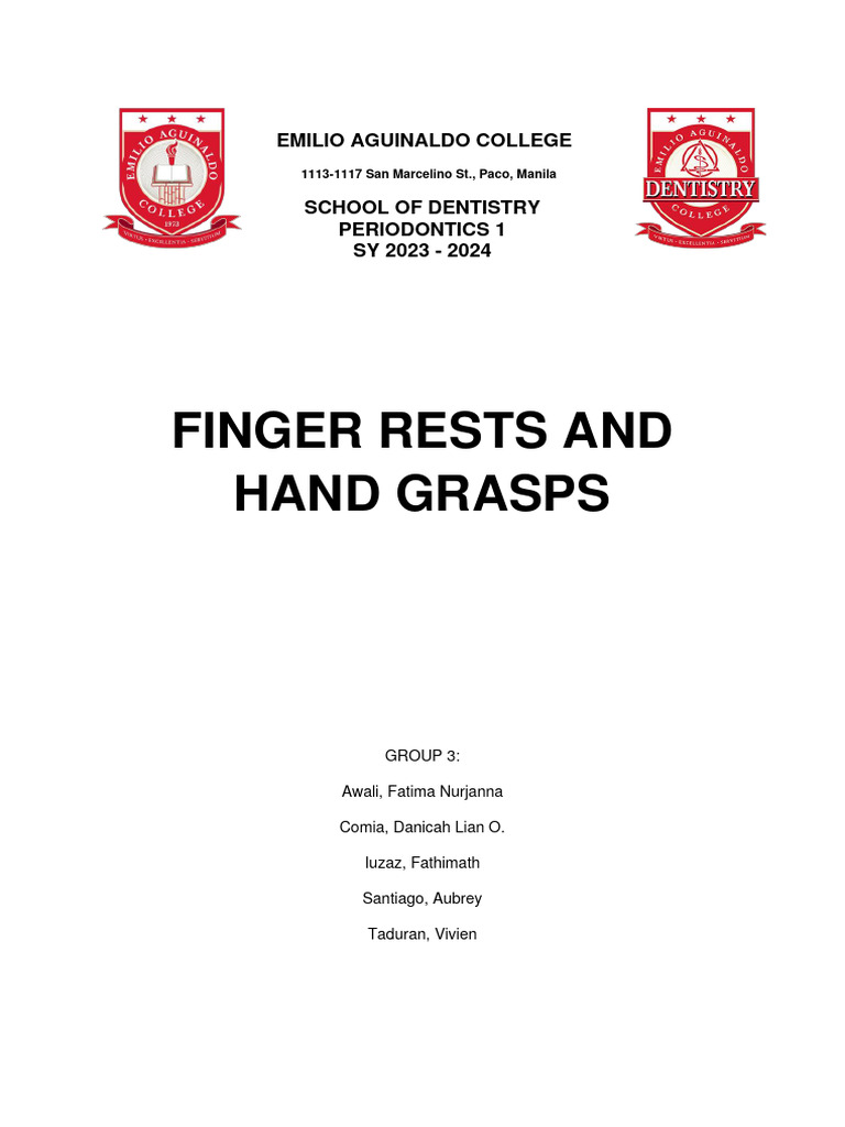 Group 3 - Finger Rest and Hand Grasps - Written Report | PDF | Hand | Finger