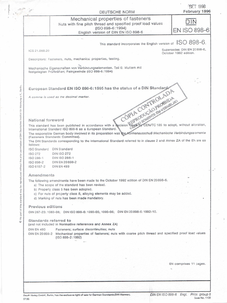 Din 898-6 (02-1996) | PDF