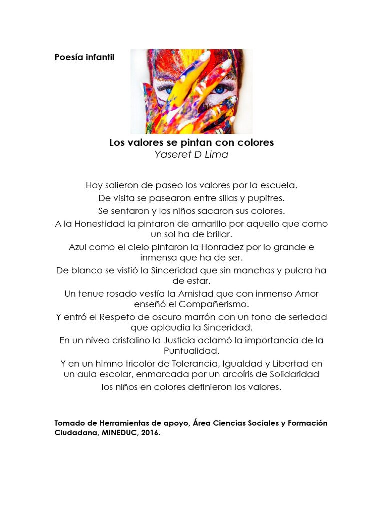 Poesía Infantil - Los Colores Se Pintan de Colores | PDF