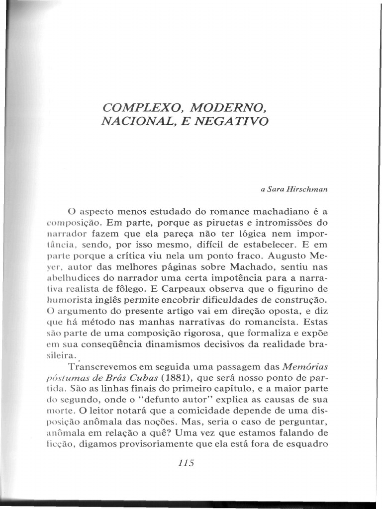 Complexo Moderno Nacional e Negativo - Roberto Schwarz | PDF