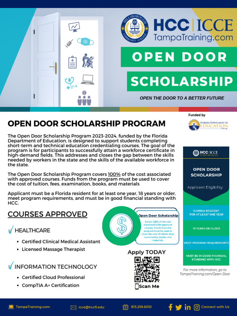 Open Door Scholarship Program 2023 2024 Flyer | PDF