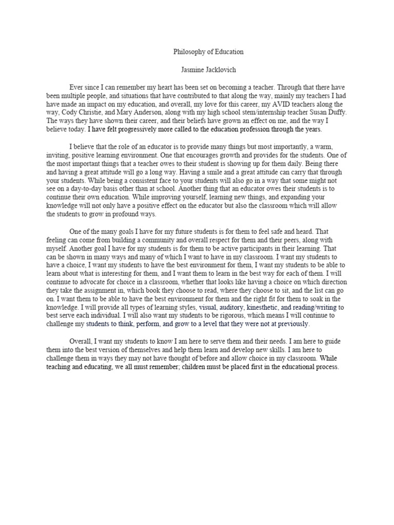 Writing Your Own Philosophy of Education | PDF | Teachers | Classroom