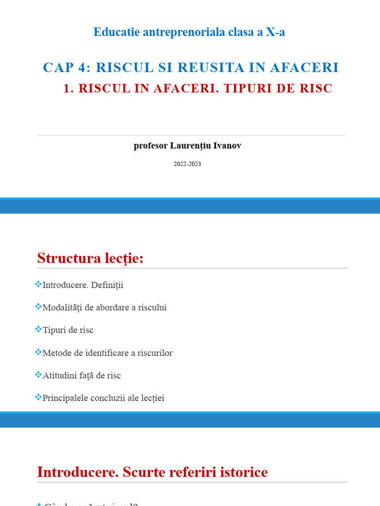 Riscul in Afaceri - Tipuri de Risc | PDF
