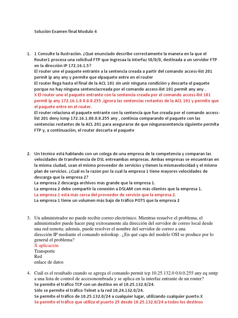Solucion Examen Final Modulo 4 Pdf Enrutador Computación