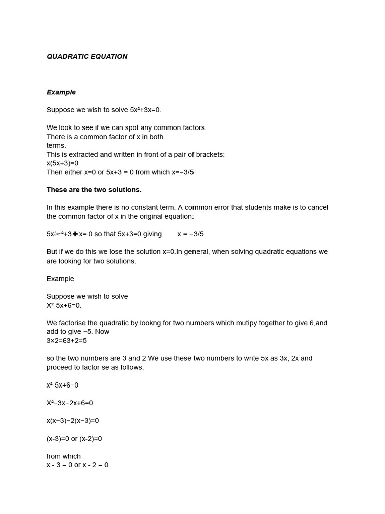 Quadratic Equation.-2 | PDF | Language Arts & Discipline