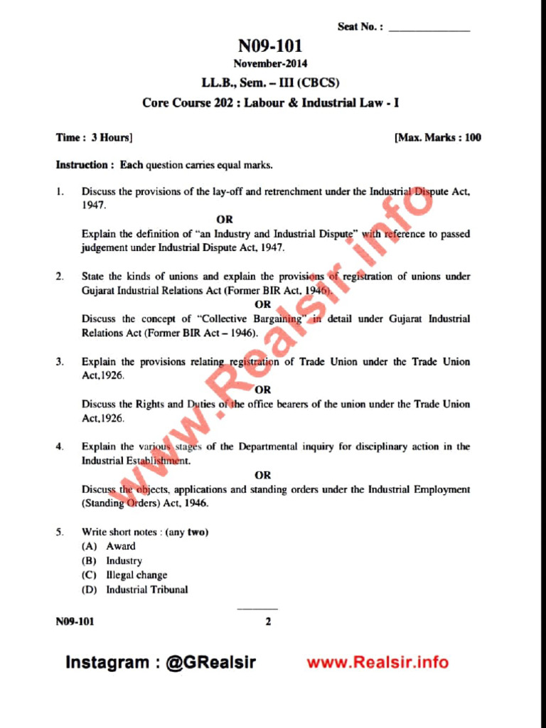 Labour & Ind Law | PDF | Strike Action | Trade Union