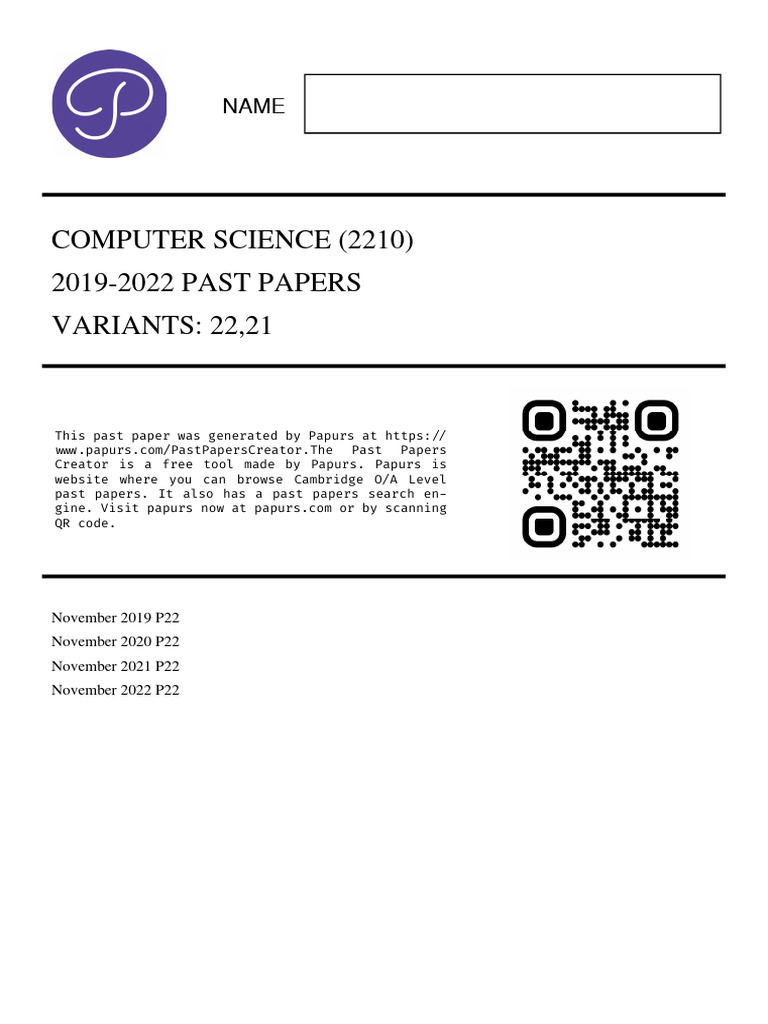 Computer Science (2210), 2019-2022 | PDF