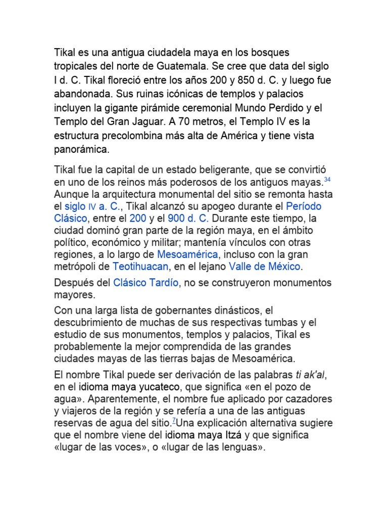 Tikal | PDF | Civilización maya
