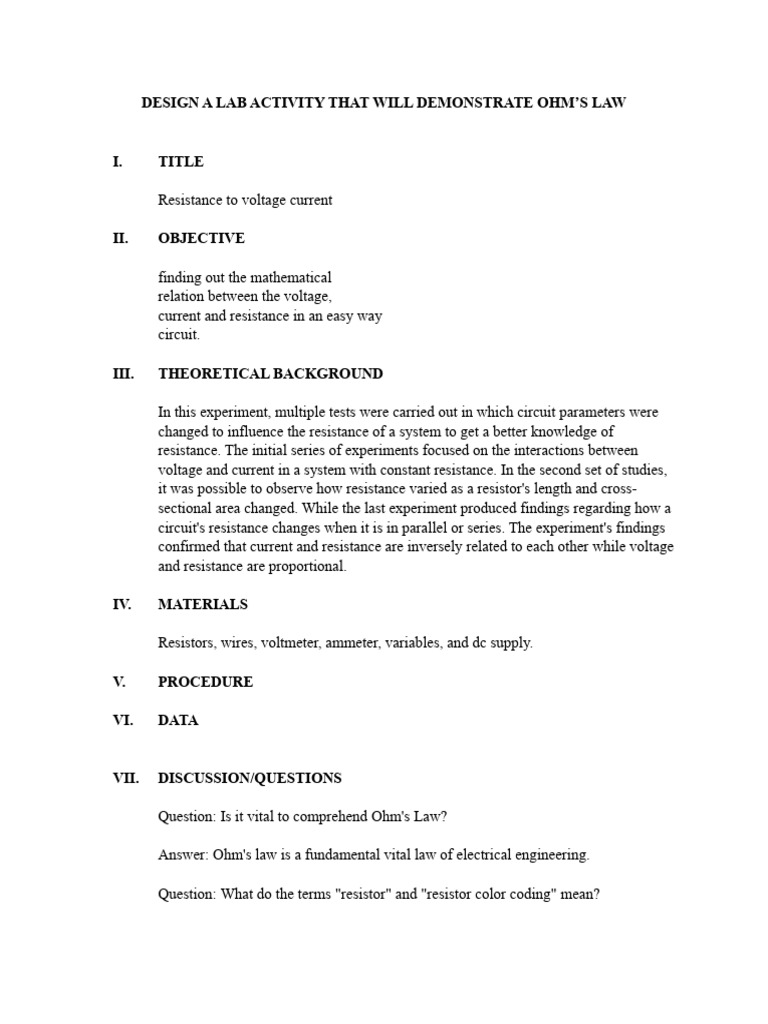 Ec 1 Lab Act. | PDF | Electrical Resistance And Conductance | Resistor