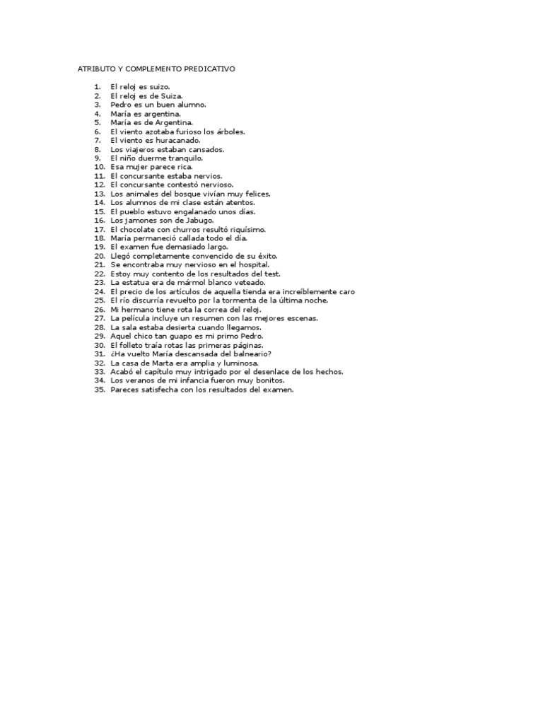 Oraciones Con Atributo y Complemento Predicativo | PDF