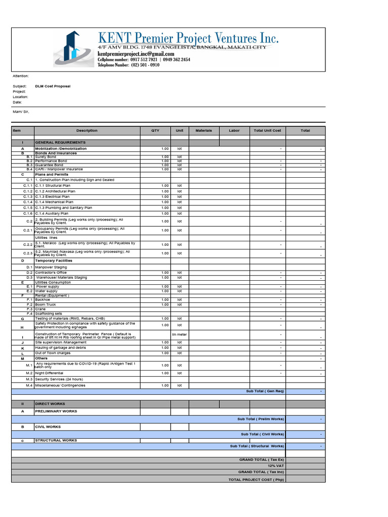 Ncs Boq Format | PDF | Wall | Structural Engineering