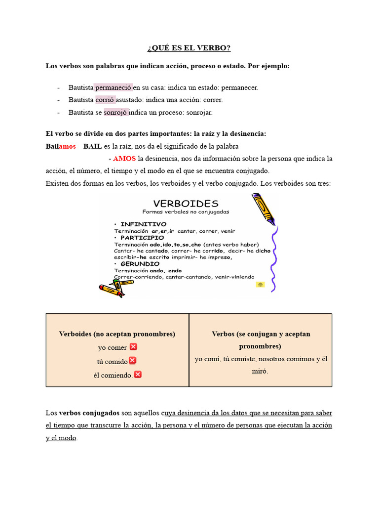 El Verbo Pdf Verbo Conjugación Gramatical