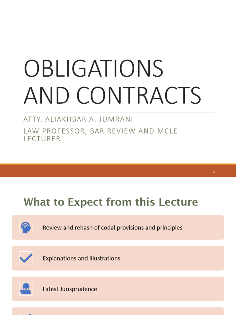 Obligations Contracts Atty Aliakhbar Jumrani | PDF | Guarantee | Law Of Obligations