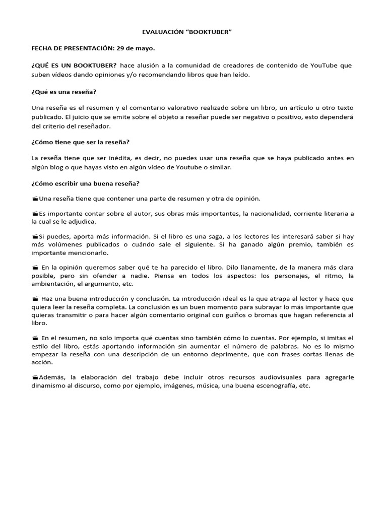 Booktuber - Rã Brica Primeros Medios | PDF