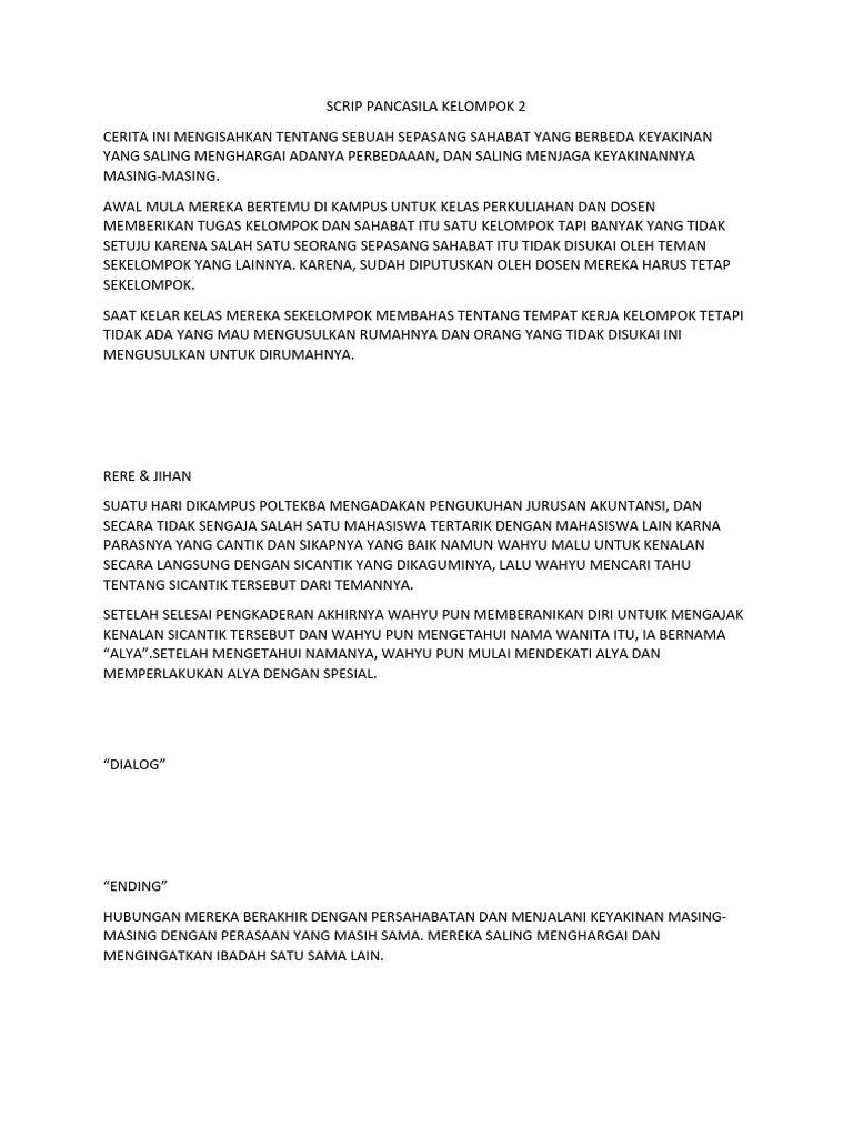 Script Pancasila Kelompok 2 | PDF